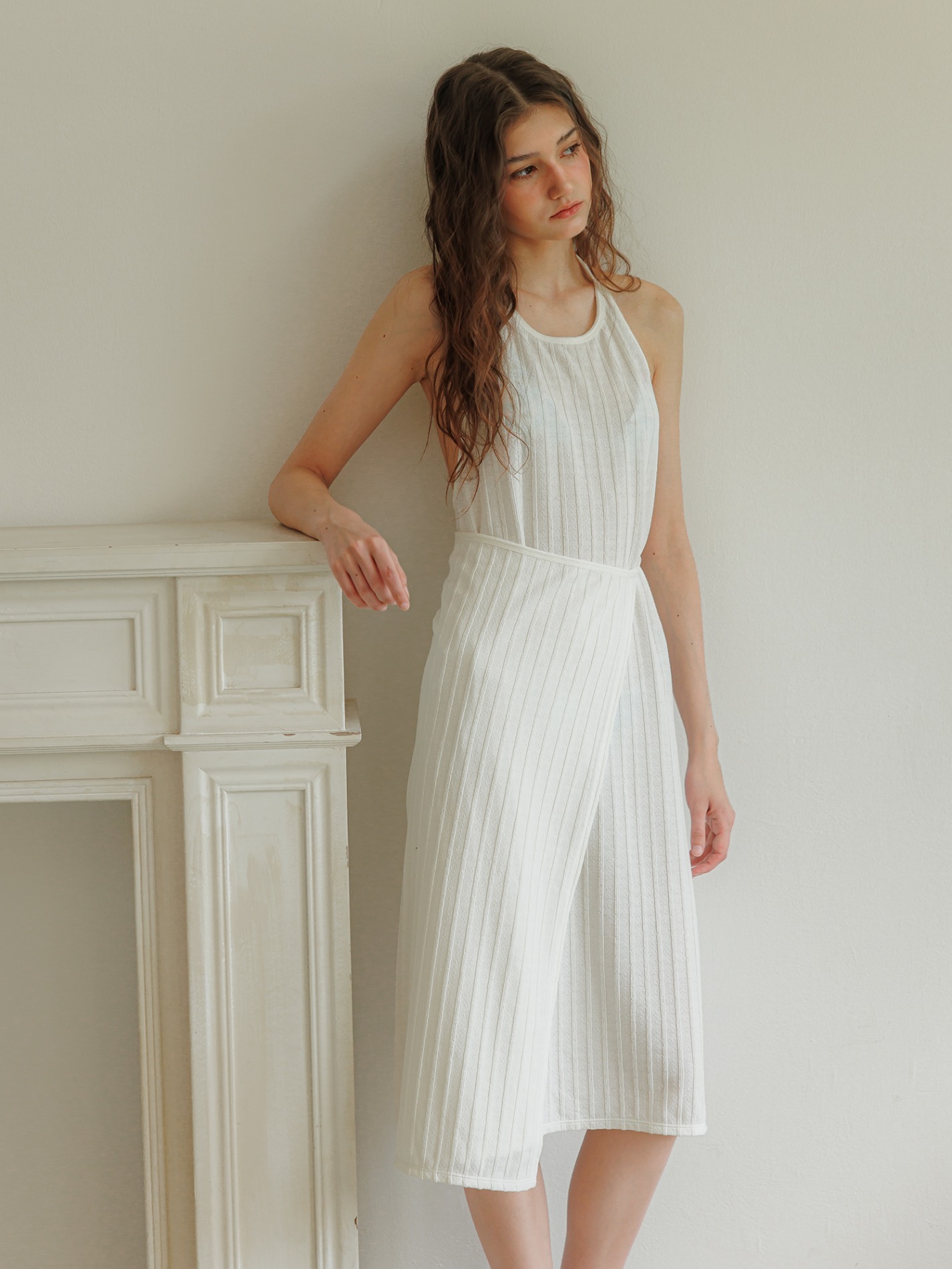 OPEN BACK WRAP DRESS - CREAM WHITE - PSUCHE