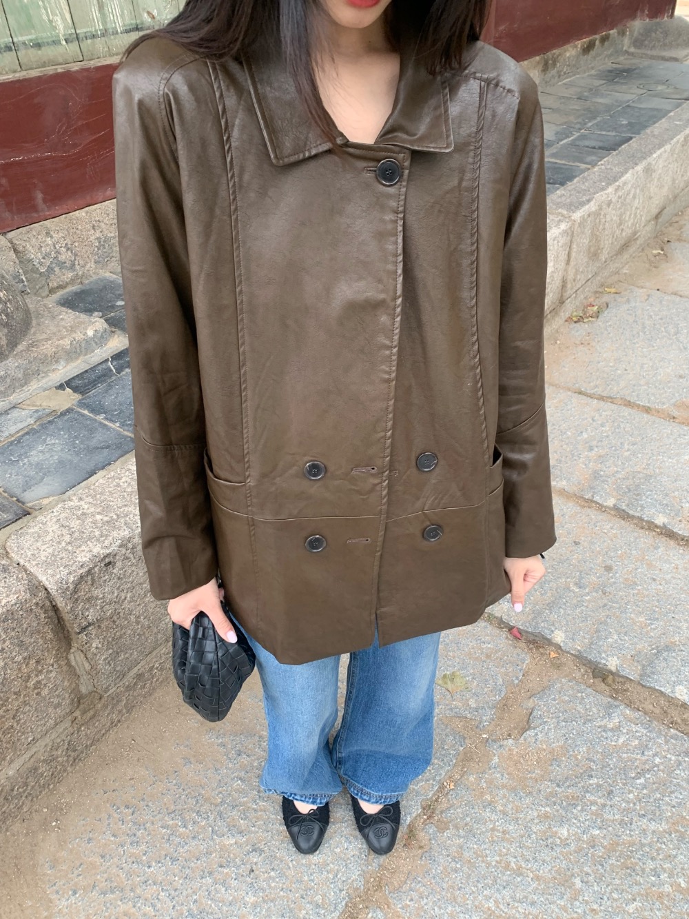 DOUBLE HALF LEATHER JACKET - OPEN UP CLOSET