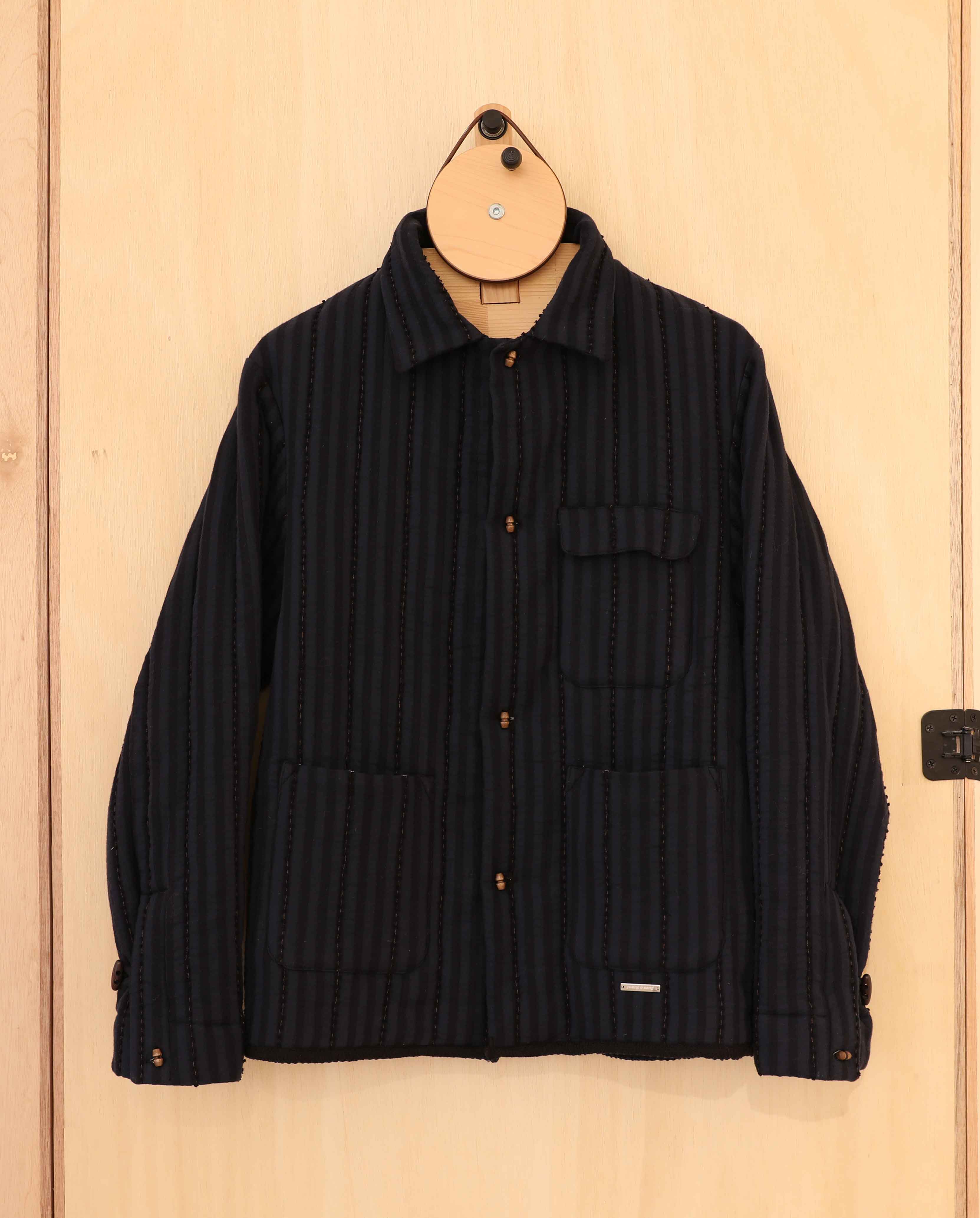 Navy Hand-Embroidery Padding Jacket - young n sang