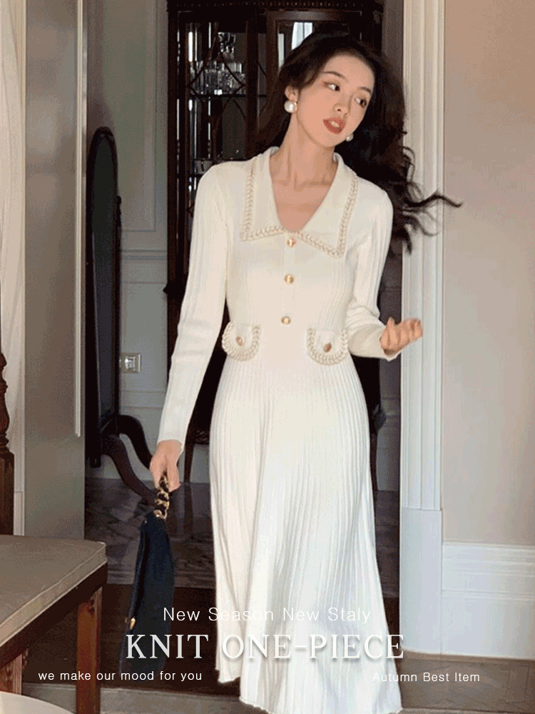 DD-154 여신핏 카라넥 니트 원피스 - 옷단지