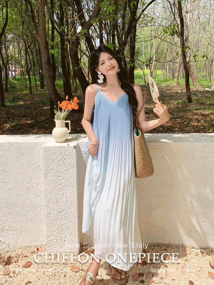 DD-314 쉬폰 그라데이션 나시 원피스 - 옷단지