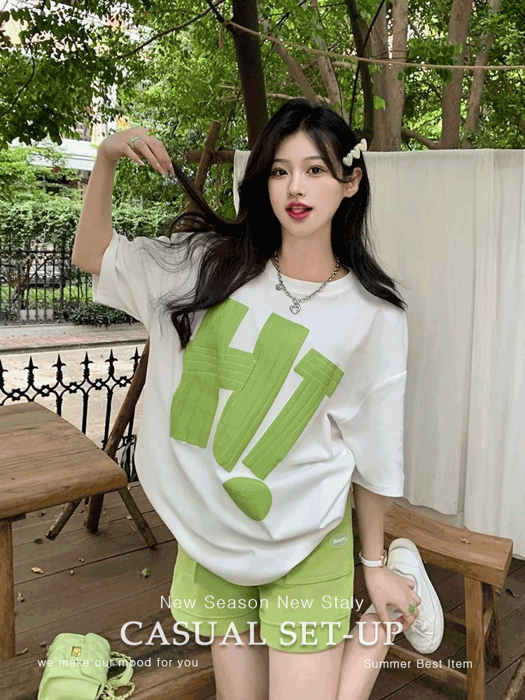 UL-244 반팔 티셔츠&팬츠 캐주얼 세트 - 옷단지