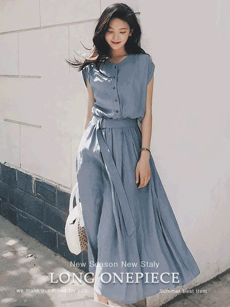 DD-358 쉬폰 벨트 롱 원피스 | 옷단지