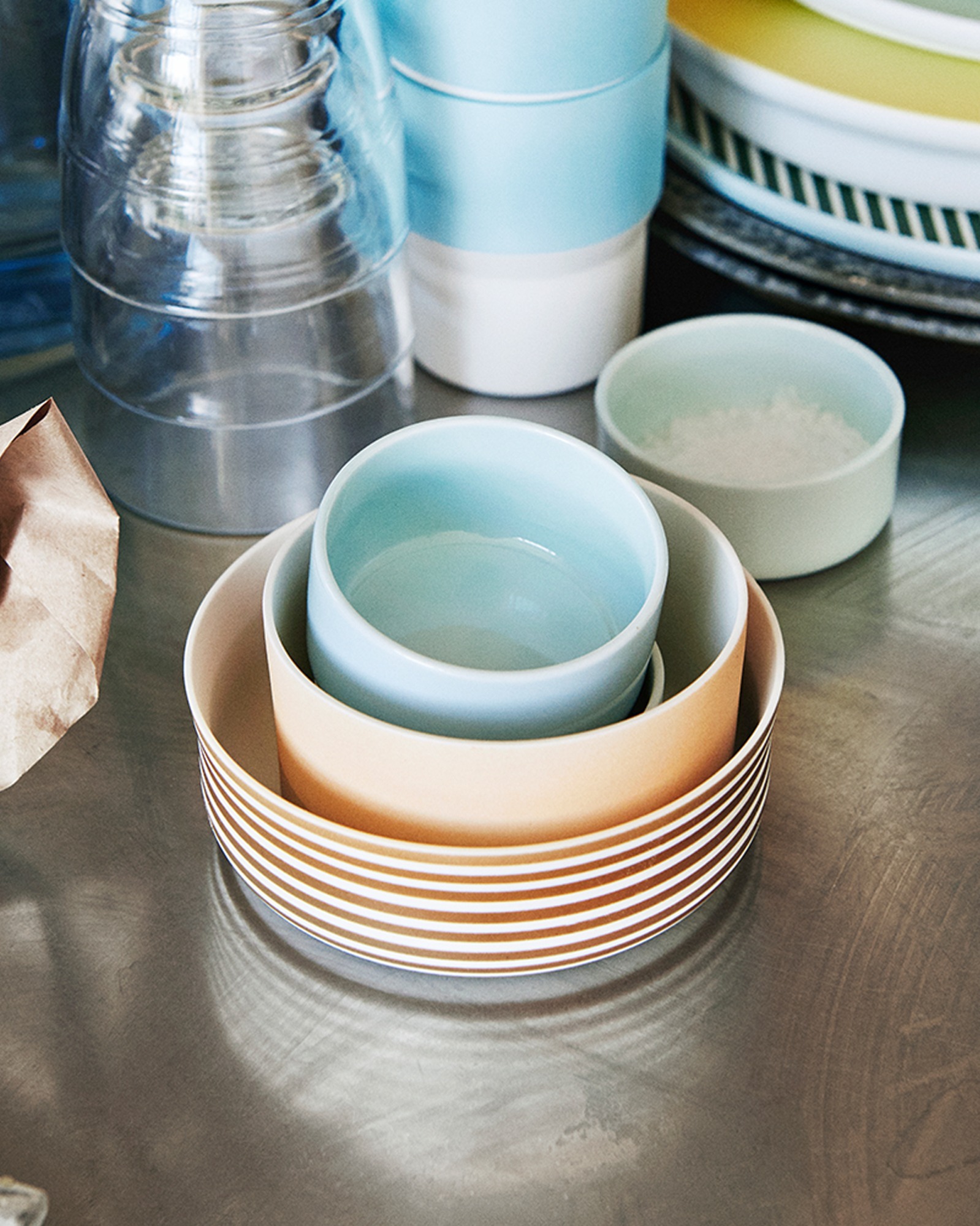 1616 / arita japanS&B 보울 120 라이트 브라운 / 플레인 화이트 - MILLIMETER MILLIGRAM