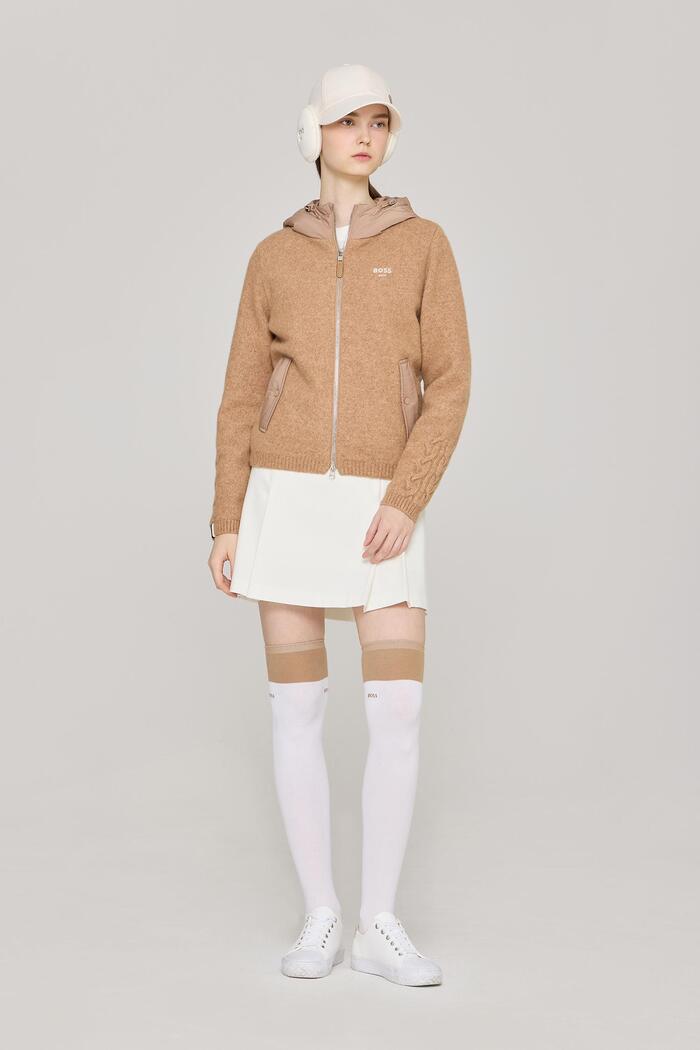 [보스골프 공식 아울렛] 하이브리드 구스다운 집업 스웨터 WOMAN CAMEL | GOLF NUTS